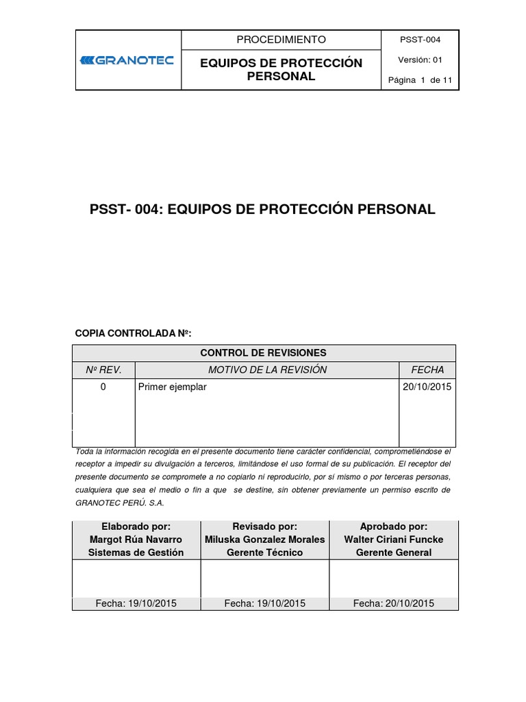 PSST-004 Procedimiento de EPPs | PDF | Gestión de recursos humanos | Seguridad