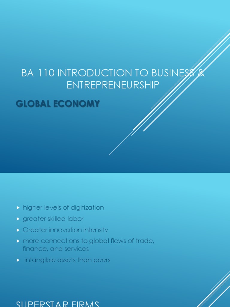 Ba 110 Introduction To Business & Entrepreneurship: Global Economy ...