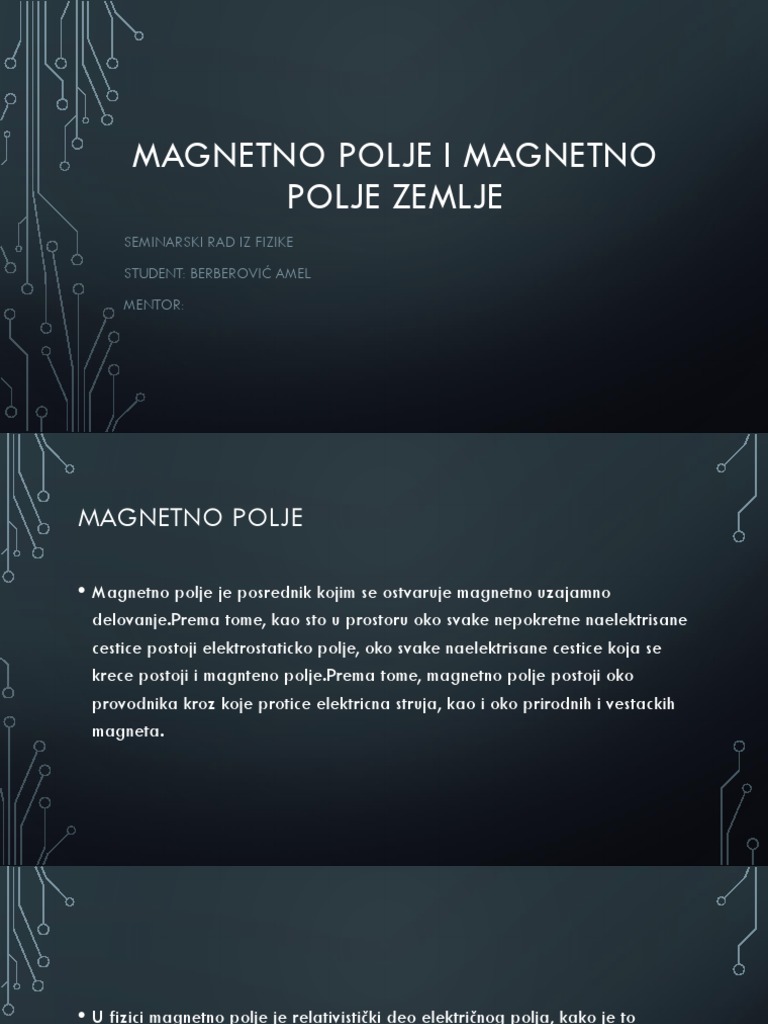 Magnetno Polje I Magnetno Polje Zemlje Fizika Seminarski | PDF