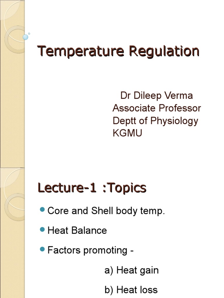 Temp Regulation Lect | PDF | Thermoregulation | Hypothermia