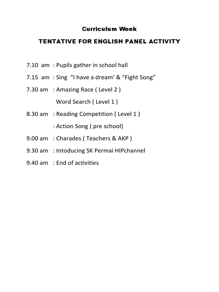 Curriculum Week | PDF