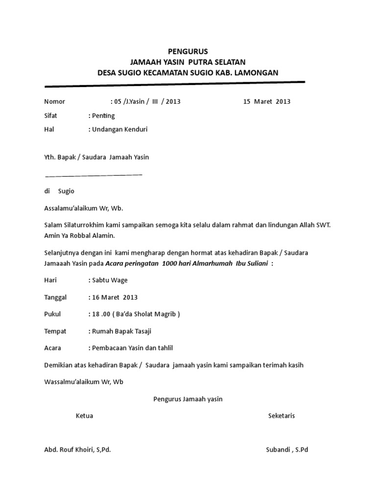 Undangan Yasinan | PDF