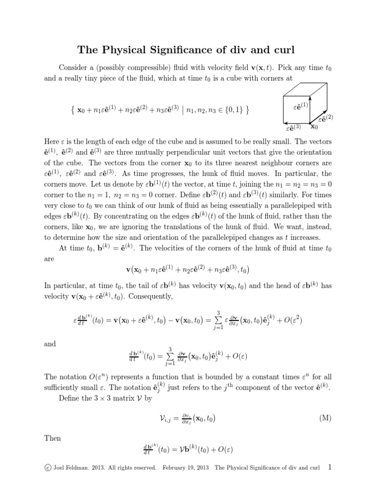 The Physical Significance of Div and Curl | PDF | Matrix (Mathematics) | Eigenvalues And ...