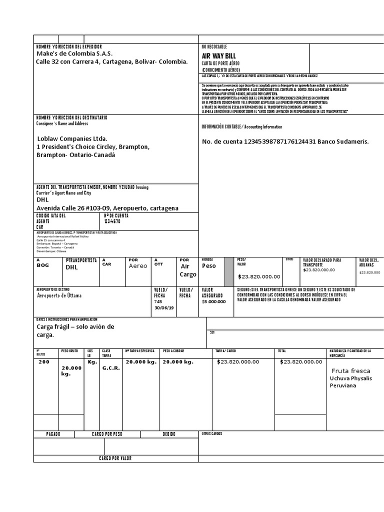 Carta de Porte | PDF | Aeropuerto | Transporte