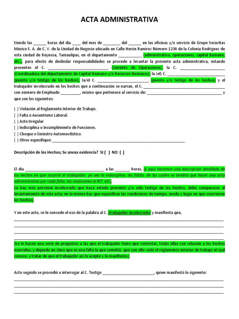 Acta Administrativa Acta Administrativa