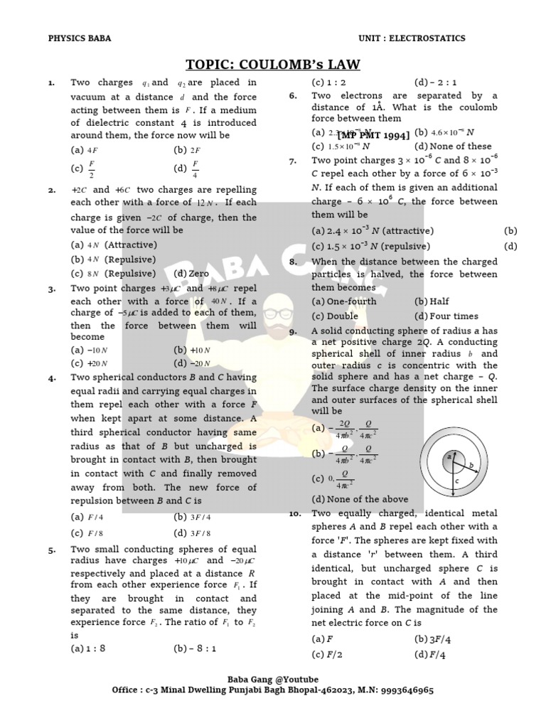 Topic: Coulomb'S Law: Physics Baba Unit: Electrostatics | PDF ...
