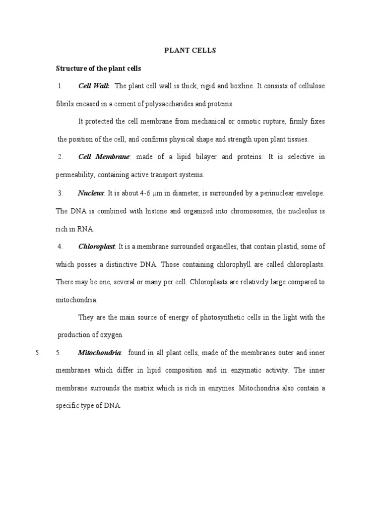 Plant Cells Structure of The Plant Cells | PDF | Cell Wall ...