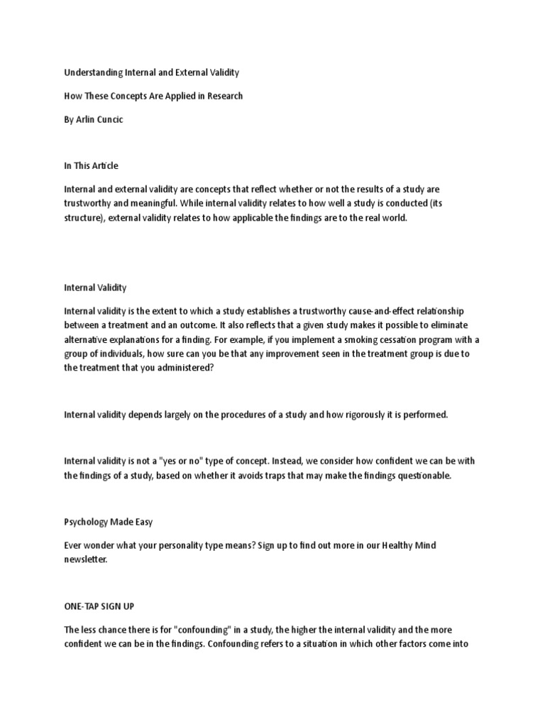 Internal and External Validation | PDF | Educational Assessment ...