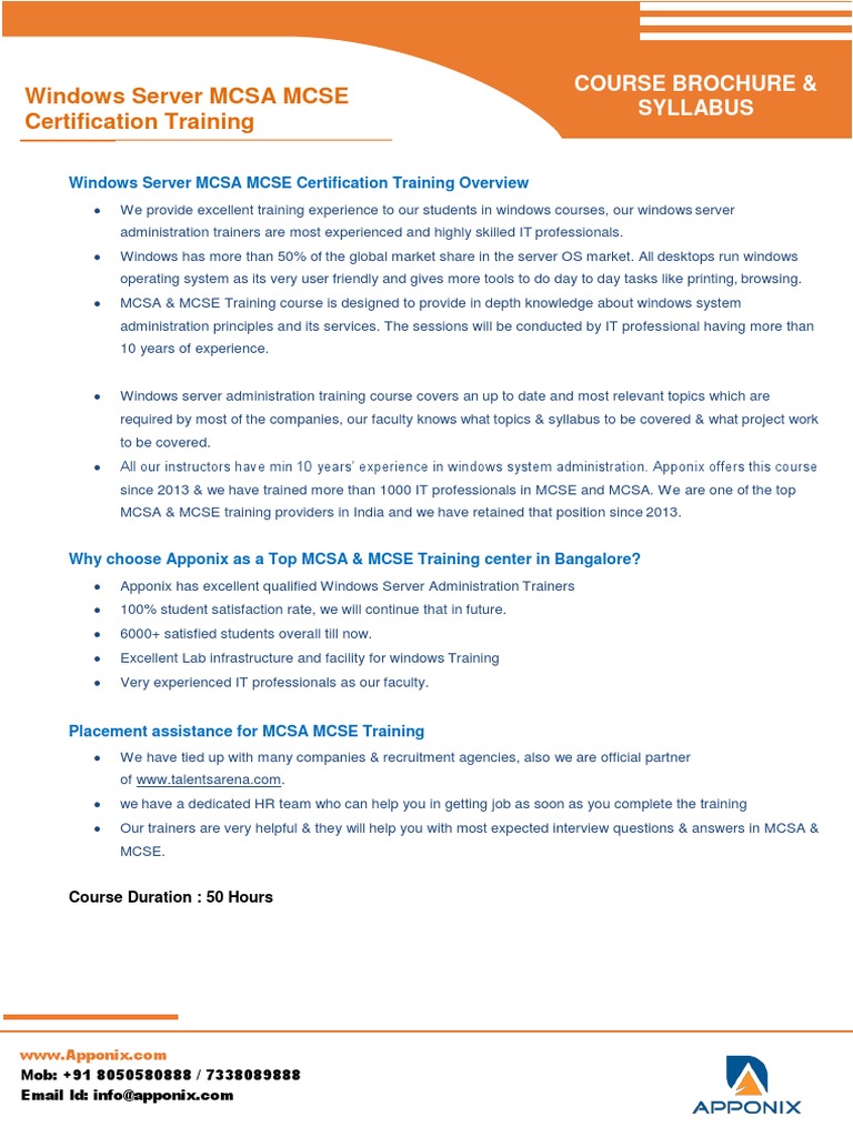 Windows Server MCSA MCSE Certification Training: Course Brochure & Syllabus | PDF | Group Policy ...