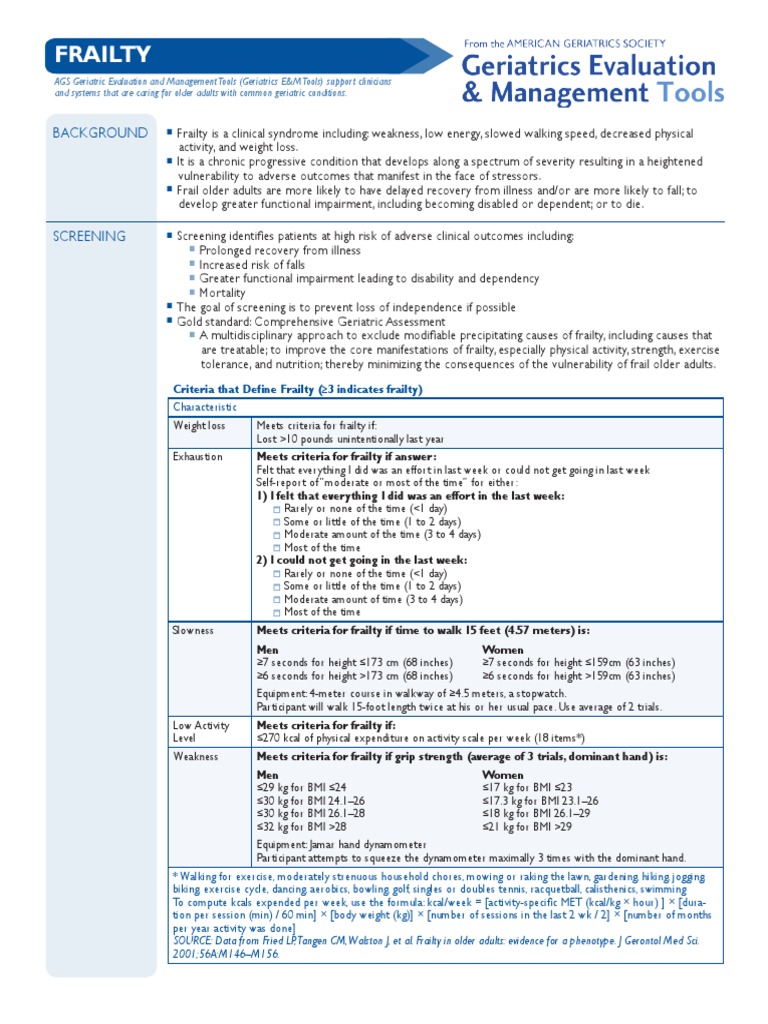 Geriatrics Eval Management Tool For Frailty | PDF | Medicine | Clinical ...
