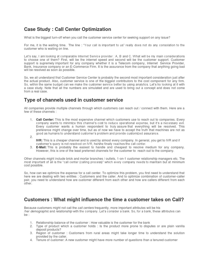 Case Study Operational Analytics | PDF | Interactive Voice Response ...