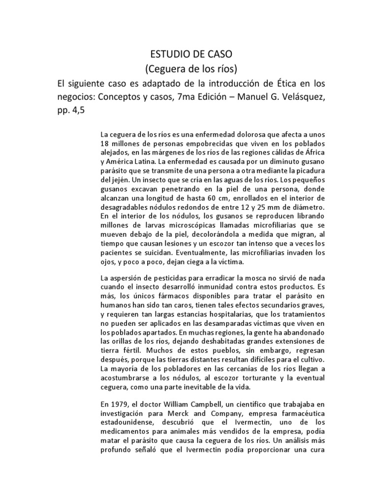 Caso Bioético - Ceguera de Los Ríos | PDF | Industria farmacéutica ...