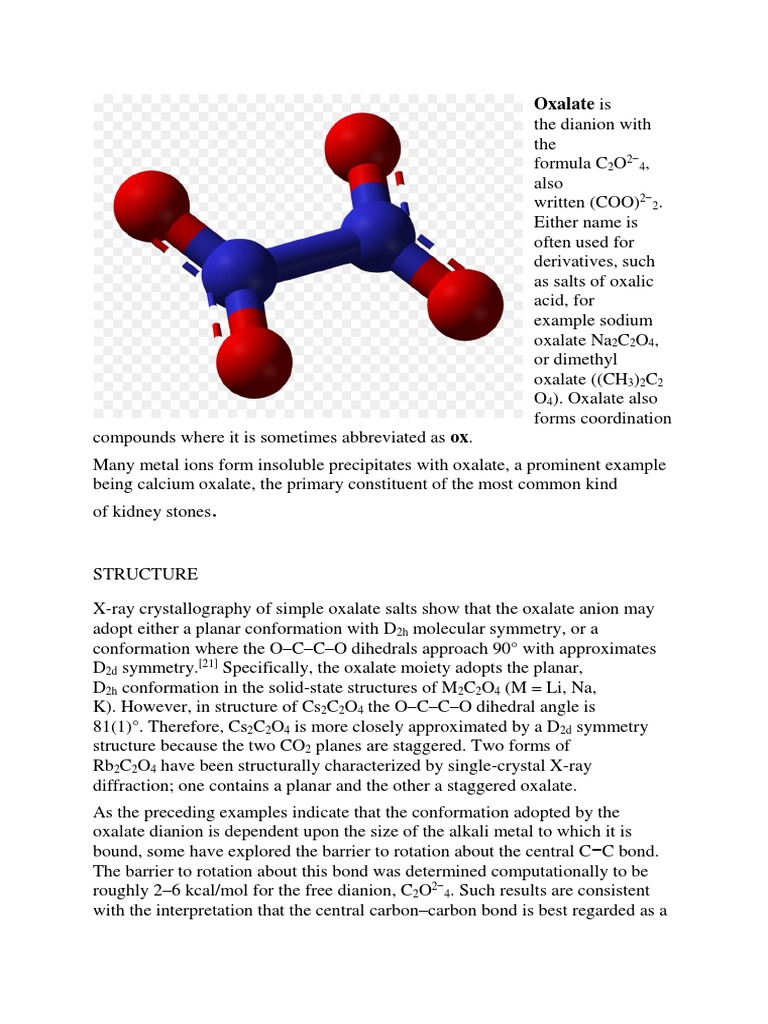Oxalate | PDF | Chemical Compounds | Chemistry