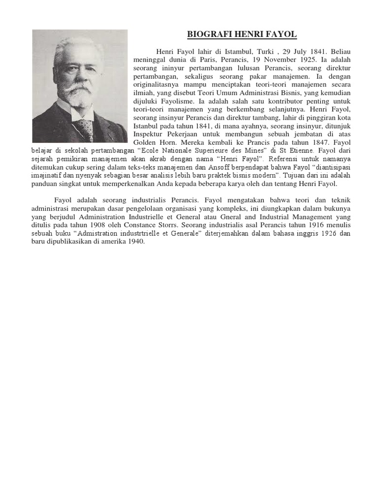 Biografi Henri Fayol | PDF