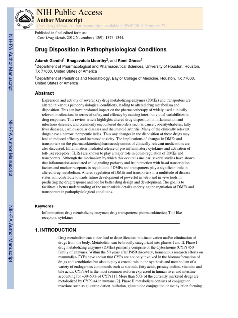 Drug Disposition | PDF | Drug Metabolism | Inflammation