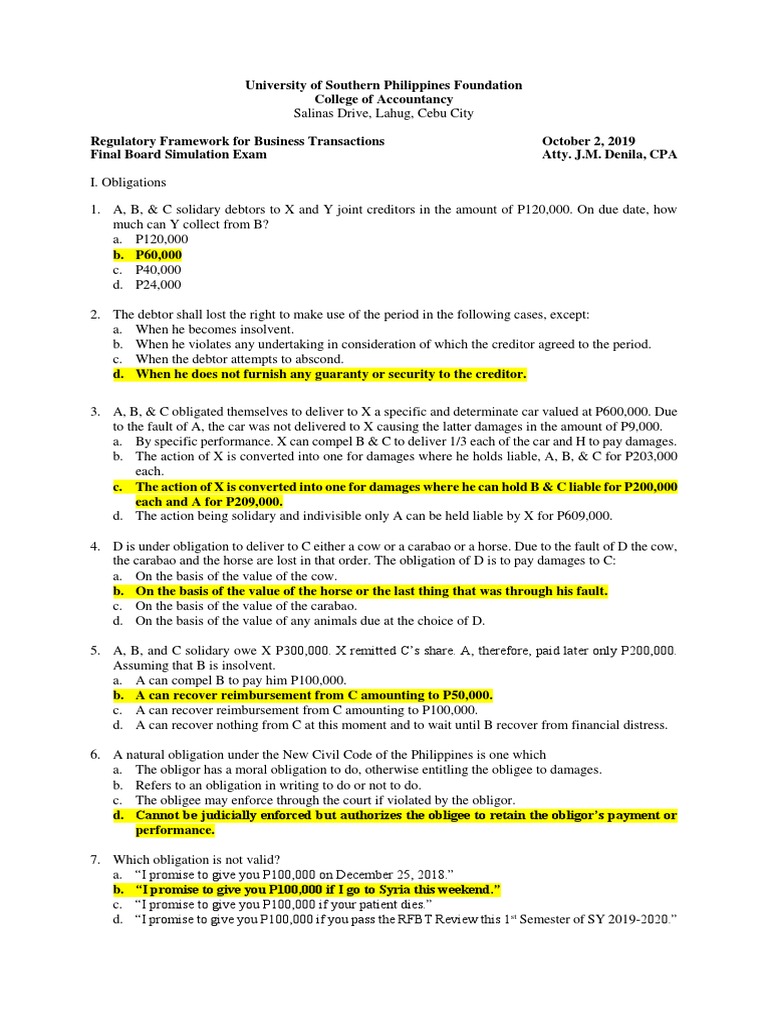 RFBT Final Exam Review Questions | PDF | Offer And Acceptance ...