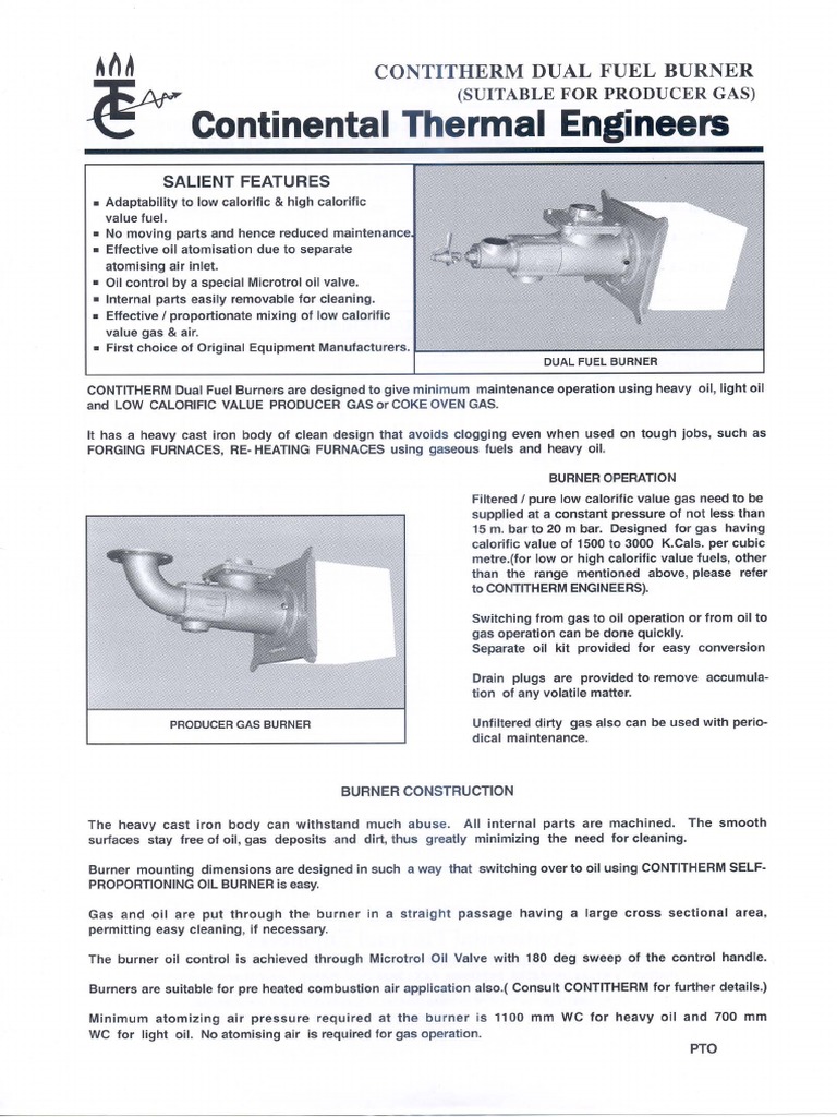Producer Gas Burner (Continental) | PDF