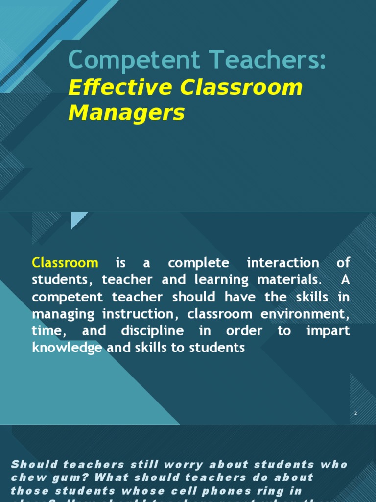 Competent Teachers:: Effective Classroom Managers | PDF | Classroom ...