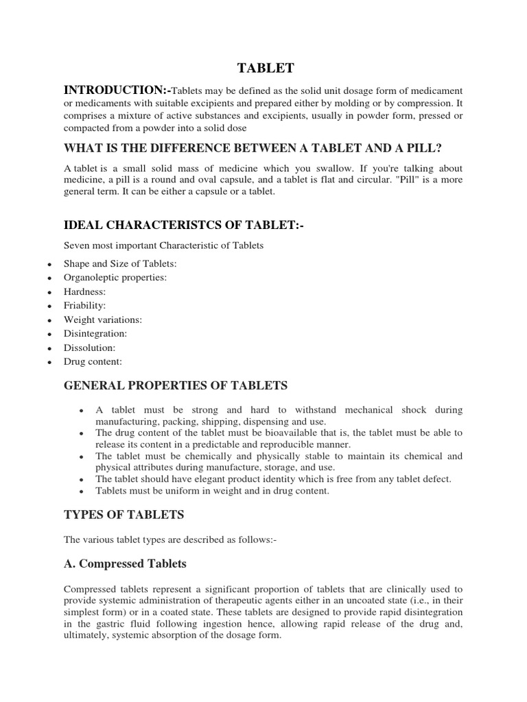 Tablet | PDF | Tablet (Pharmacy) | Polymers