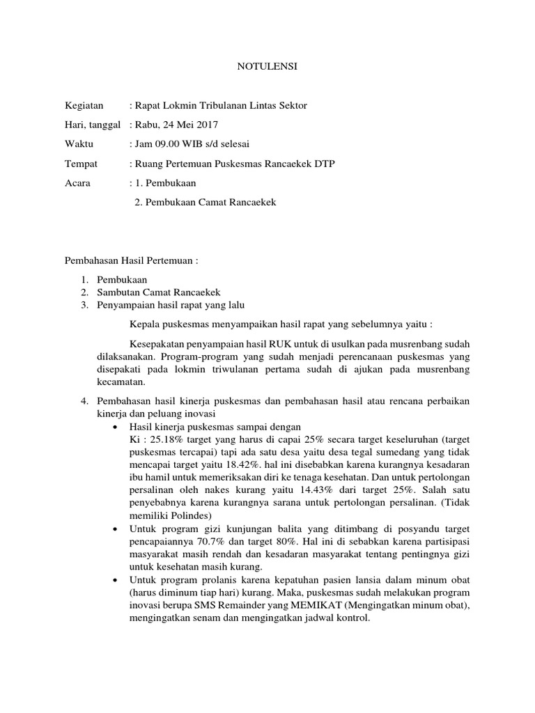 NOTULENSI Loktri Bulan Mei | PDF