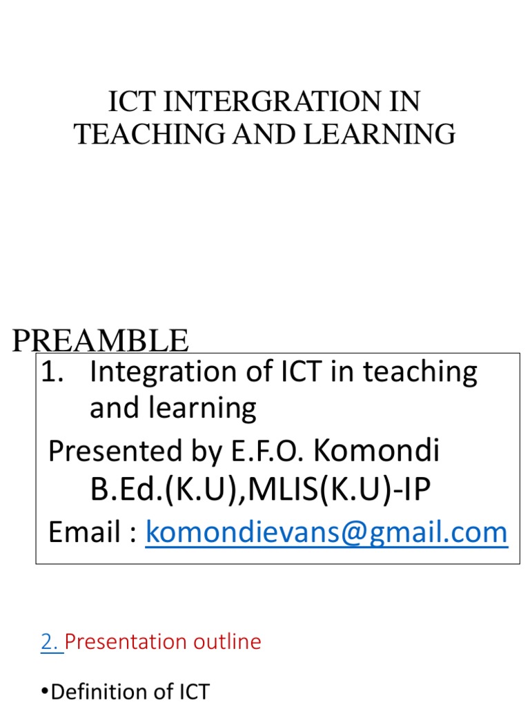 Ict Intergration in Teaching and Learning | PDF | Educational Technology | Multimedia