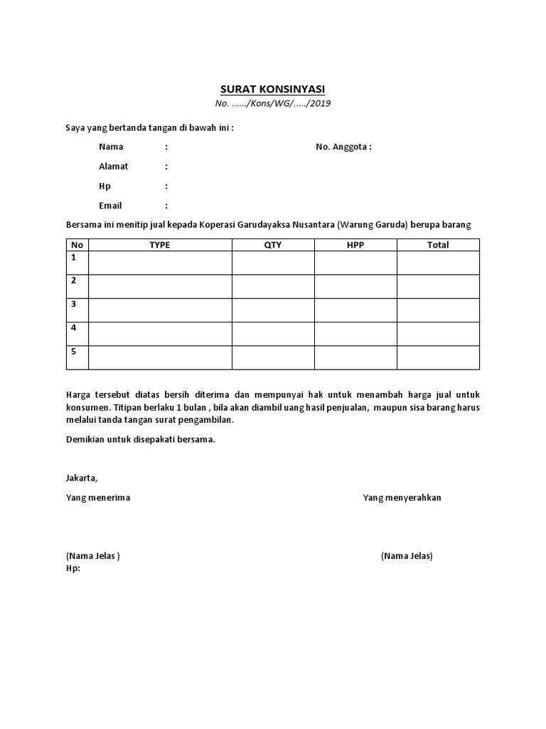 Surat Konsinyasi | PDF