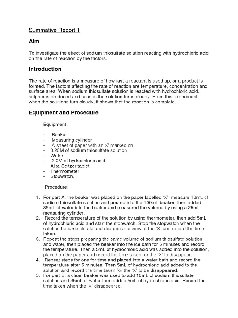 Lab Report | PDF | Reaction Rate | Chemical Reactions