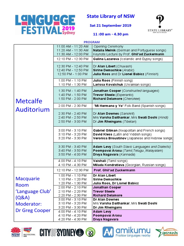 Sydney Language Festival Program Guide | PDF | Linguistic Typology ...