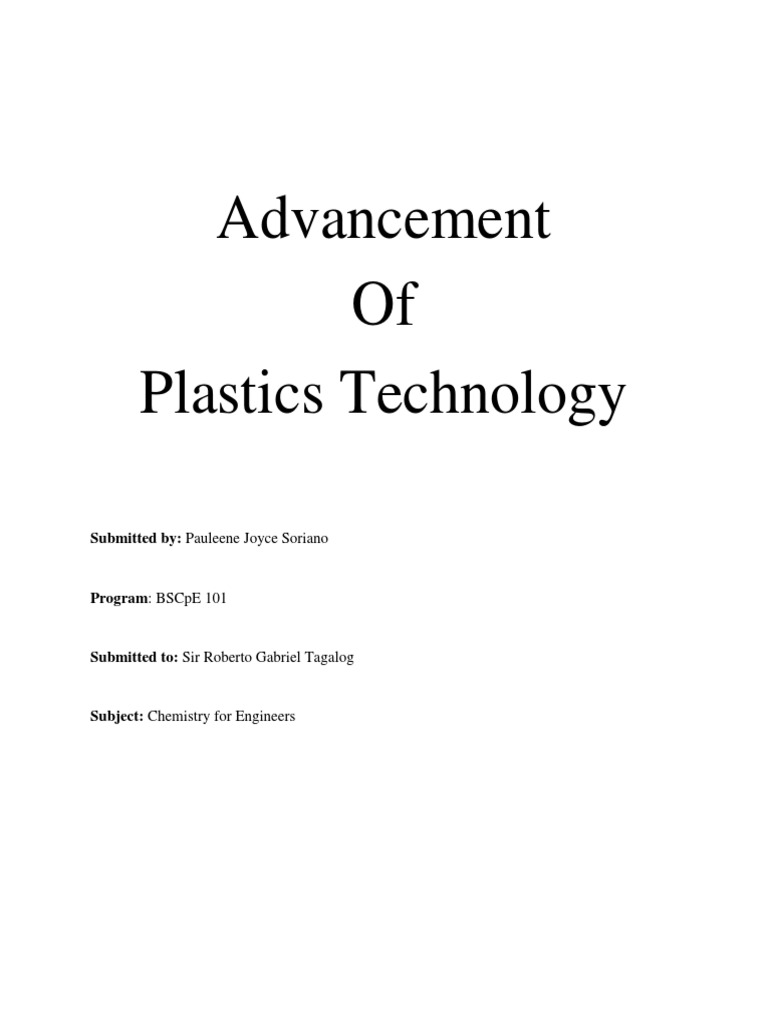 Advancement of Plastics Technology | PDF | Plastic | Polymers