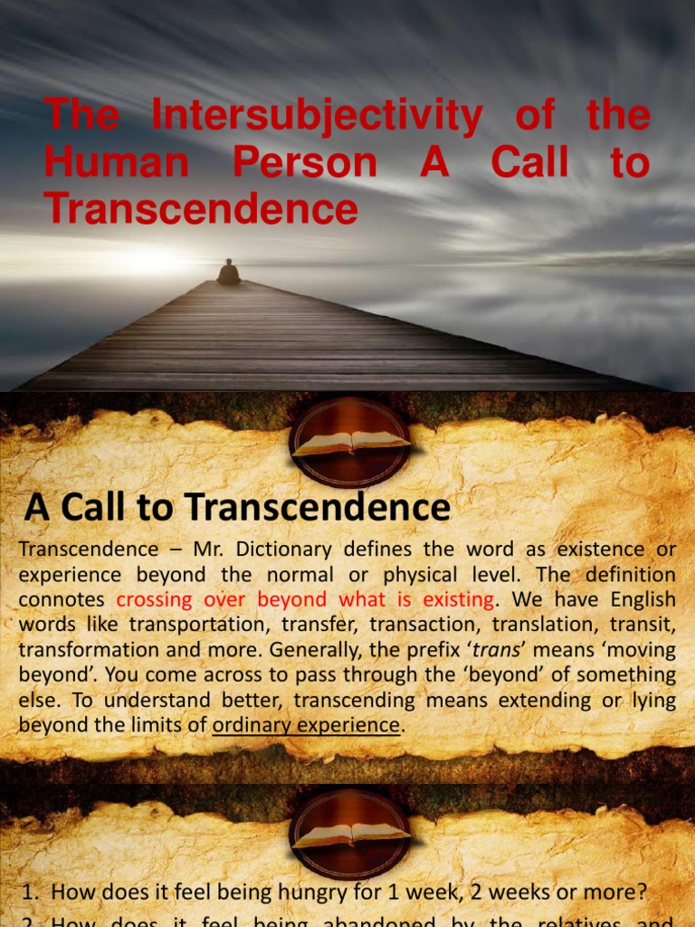 The Intersubjectivity of The Human Person A Call To Transcendence | PDF ...