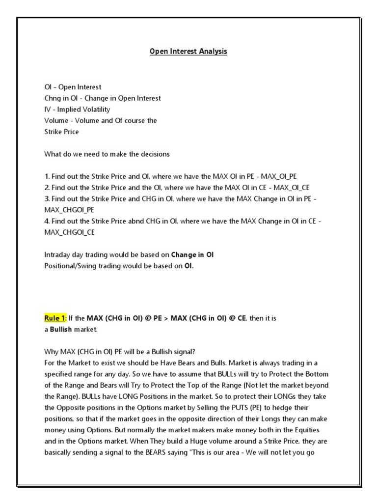 OI - Understanding Option Chain Excel | PDF | Market Trend | Day Trading