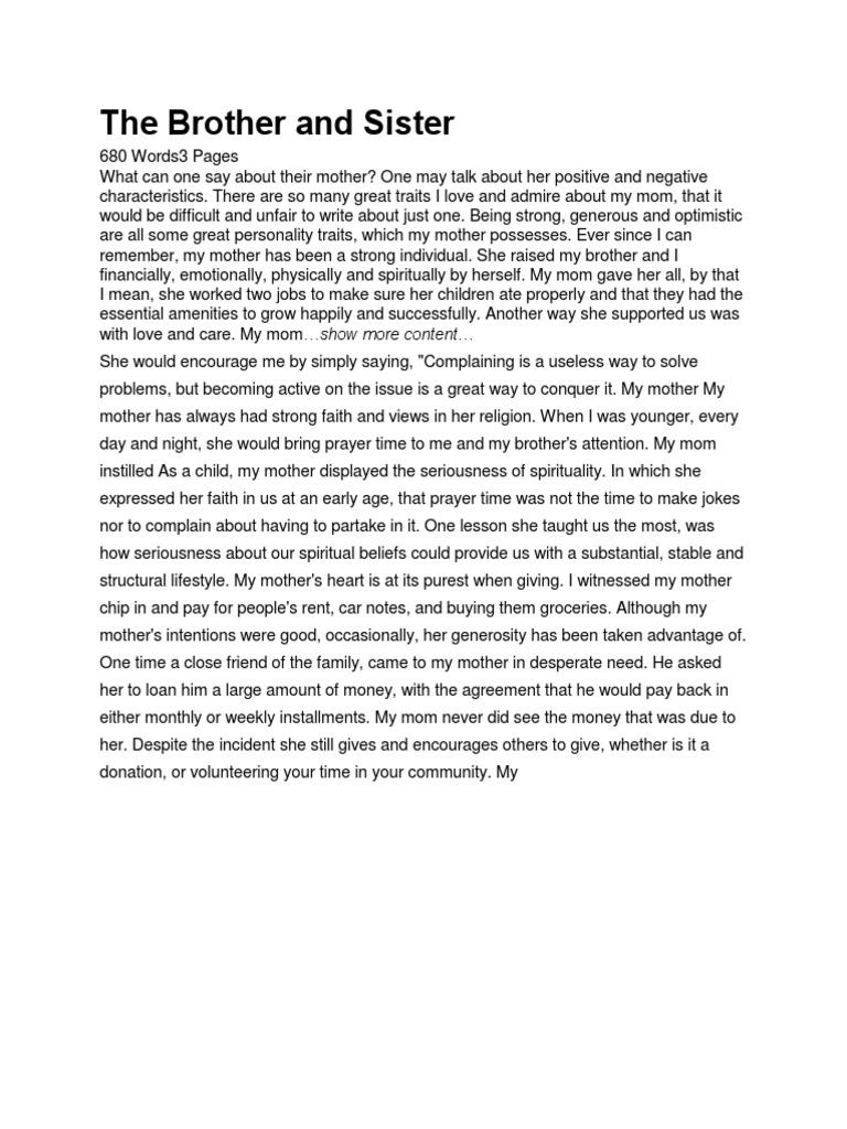 The Brother and Sister | PDF