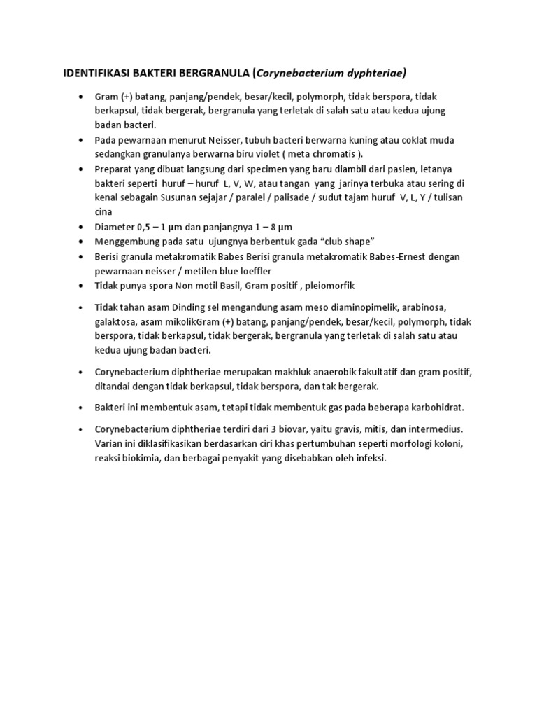 Identifikasi Isolasi Bakteri Bergranula | PDF