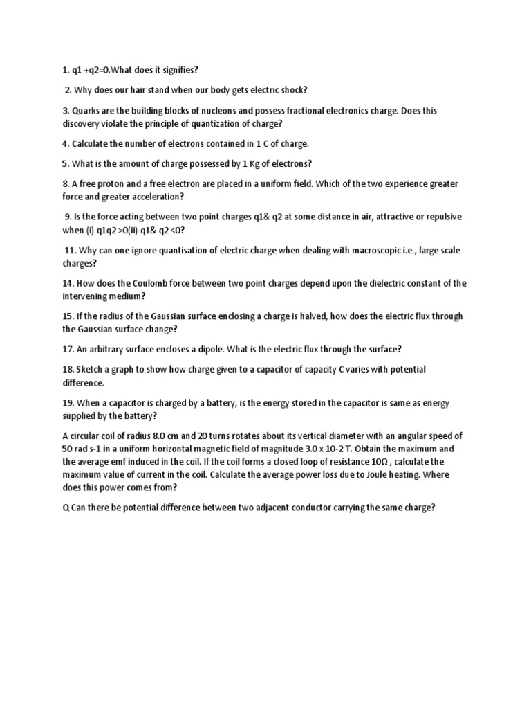 Physics Question Bank | PDF | Capacitor | Series And Parallel Circuits