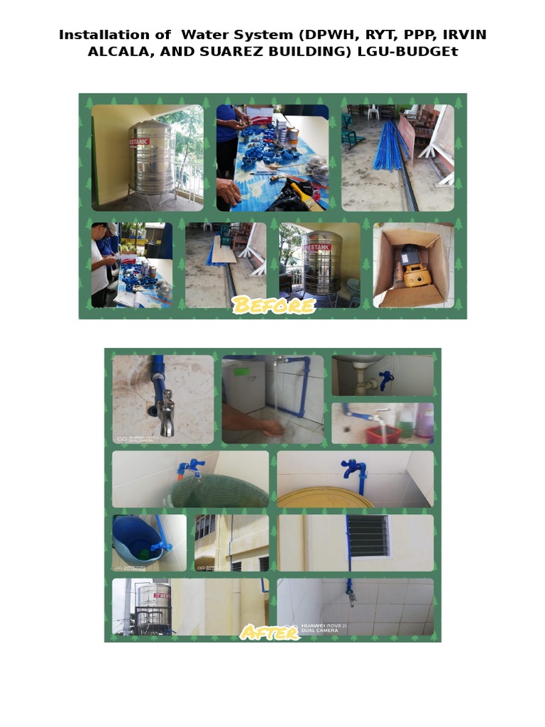 Installation of Water System (DPWH, RYT, PPP, IRVIN Alcala, and Suarez ...