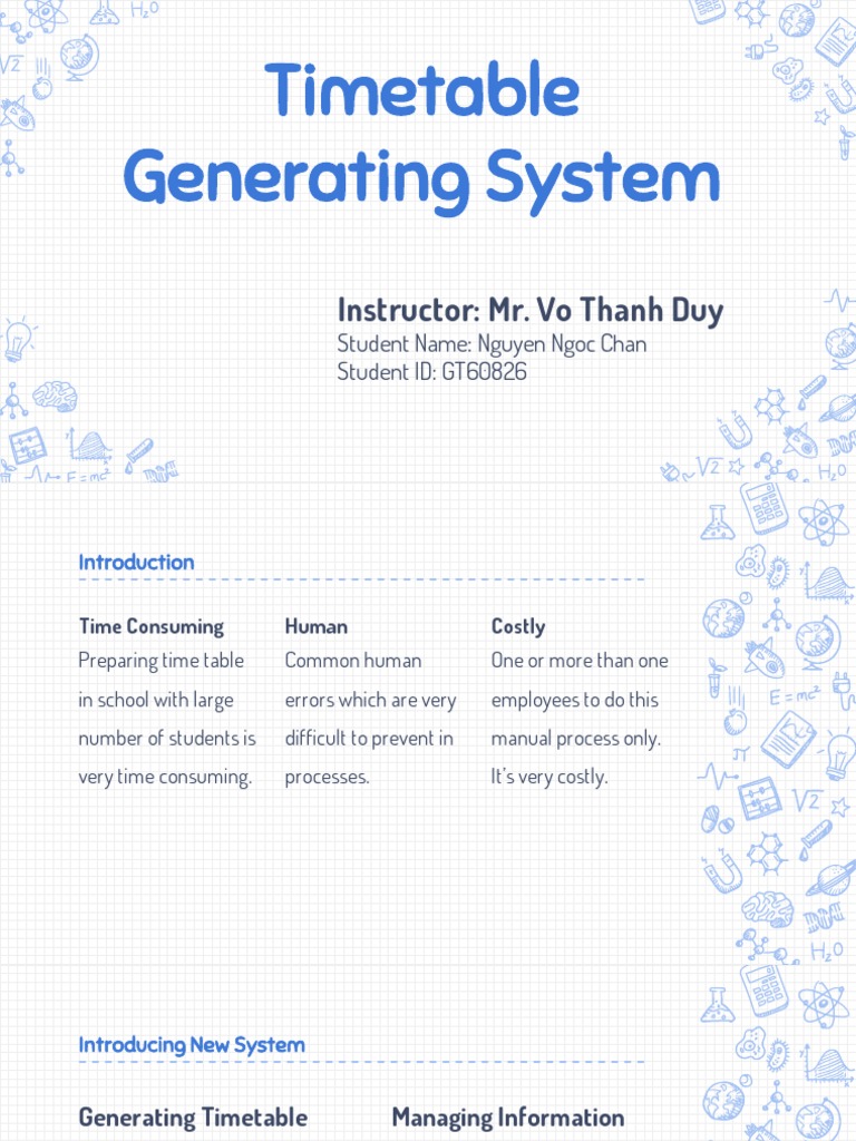 Timetable Generating System: Instructor: Mr. Vo Thanh Duy | PDF | Computers