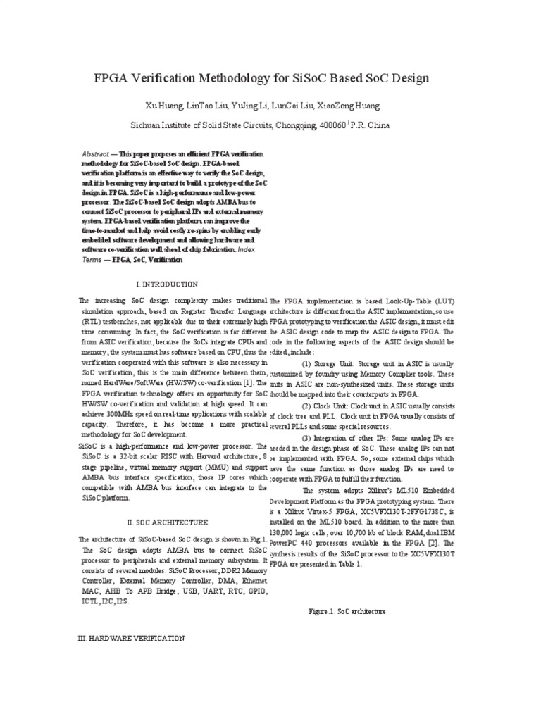 Fpga Verification Pdf System On A Chip Field Programmable Gate Array