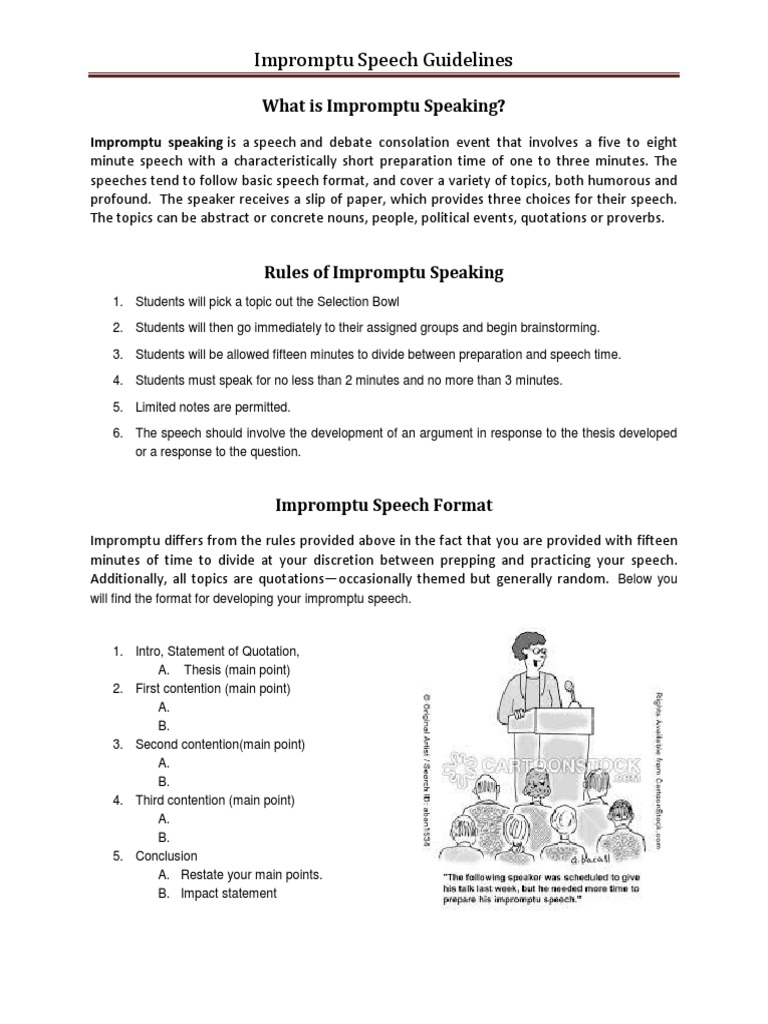Impromptu Speech Guidelines | PDF