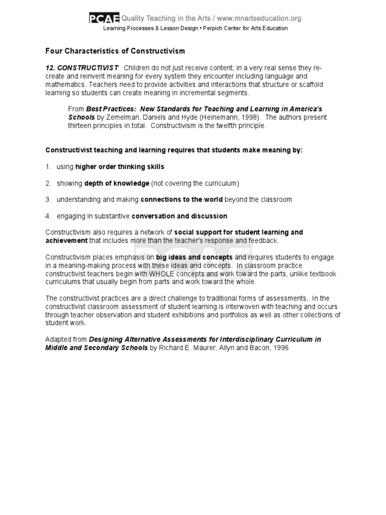 Four Characteristics of Constructivism | PDF
