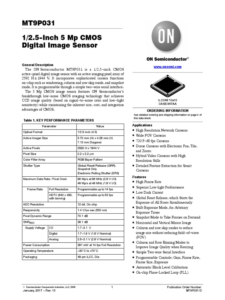 MT9P031 D PDF | Download Free PDF | Digital Camera | Pixel