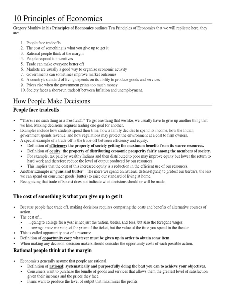 10 Principles of Economics | PDF | Economics | Trade Off