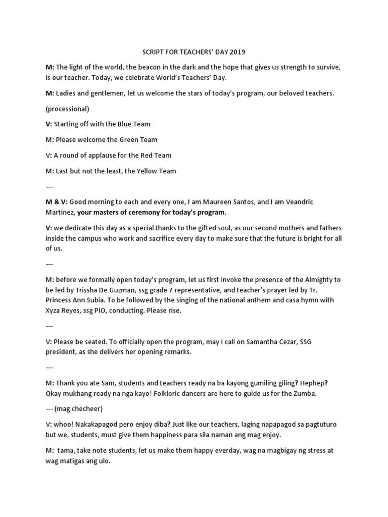 Script For Teachers | PDF | Art