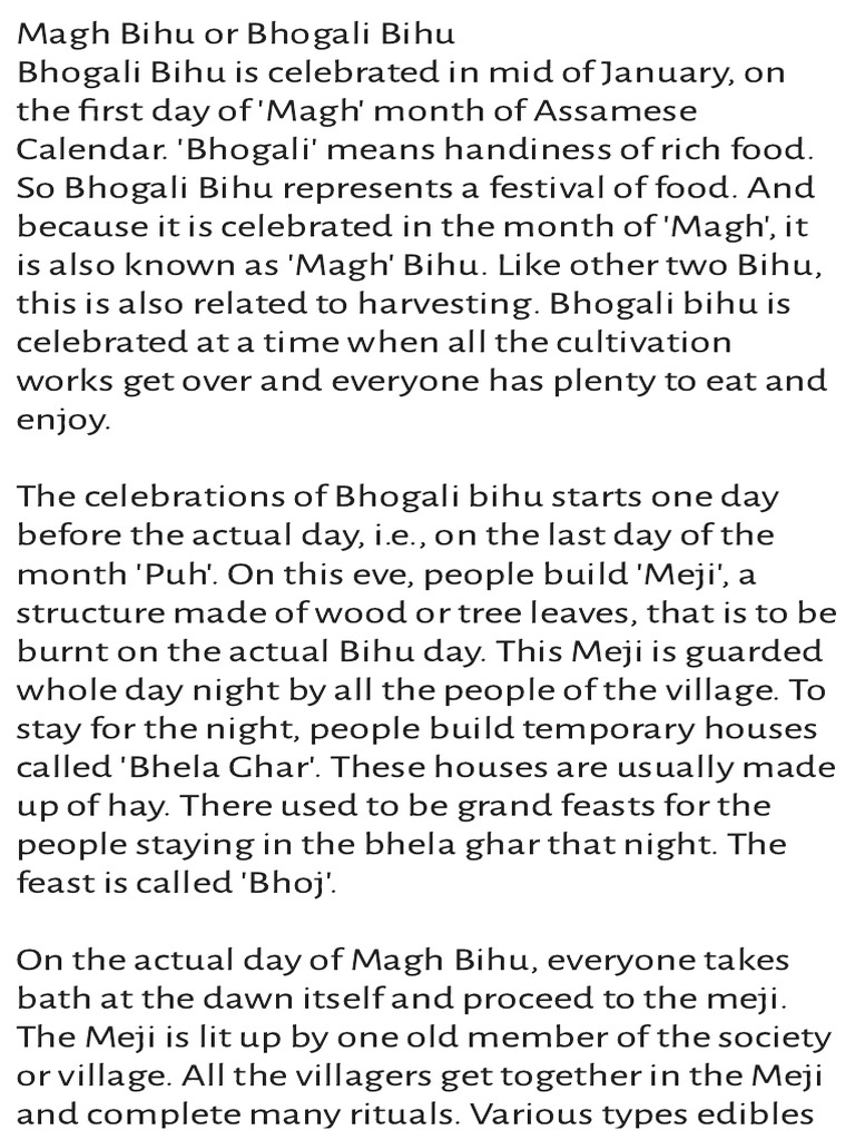 Magh Bihu PDF | PDF | Harvest | Seasonal Traditions