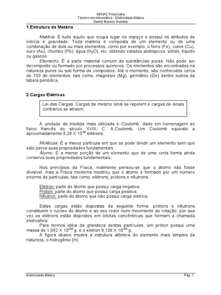 Apostila Eletricidade Basica Pdf Circuitos Em Série E Em Paralelos