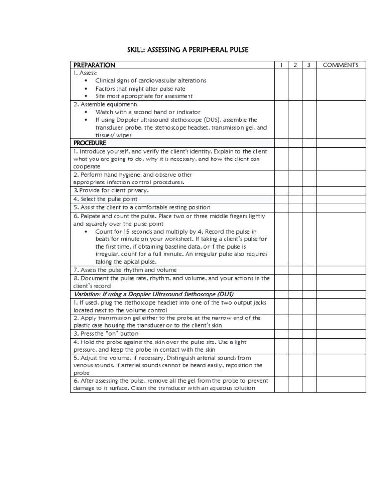 Peripheral Pulse An Assessment | PDF