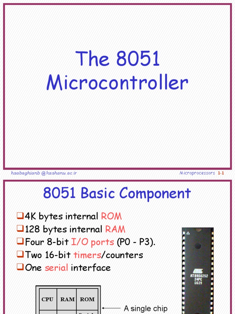 The 8051 Microcontroller: Hsabaghianb at Kashanu - Ac.ir | PDF | Microcontroller | Central ...