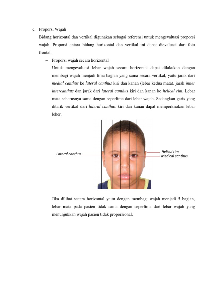 Evaluasi Proporsi Wajah Secara Vertikal dan Horizontal | PDF