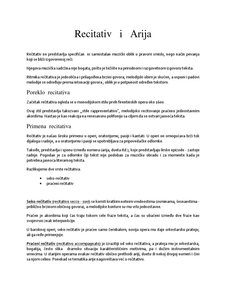 Recitativ I Arija | PDF