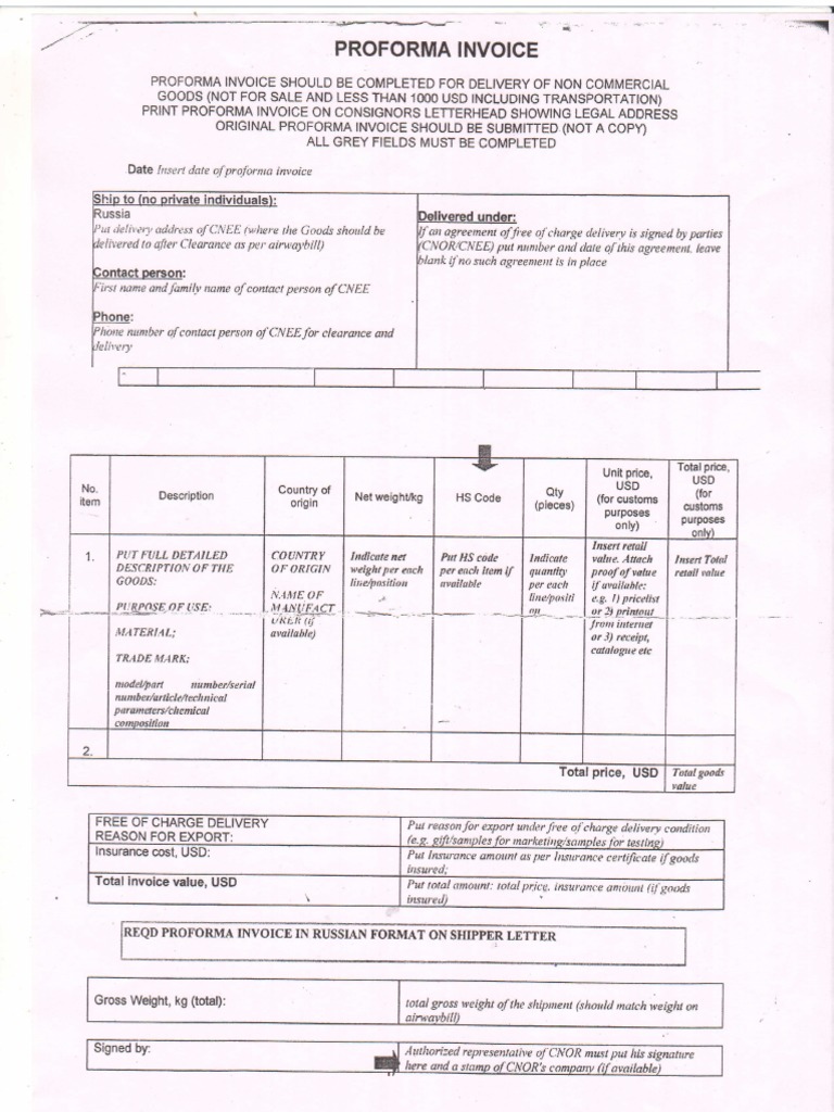 Rusia Format | PDF | Invoice | Service Industries