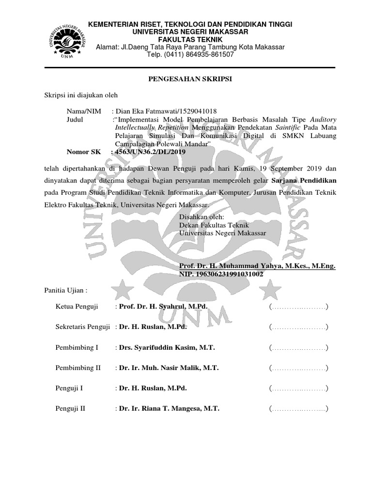 Lembar Pengesahan Skripsi | PDF